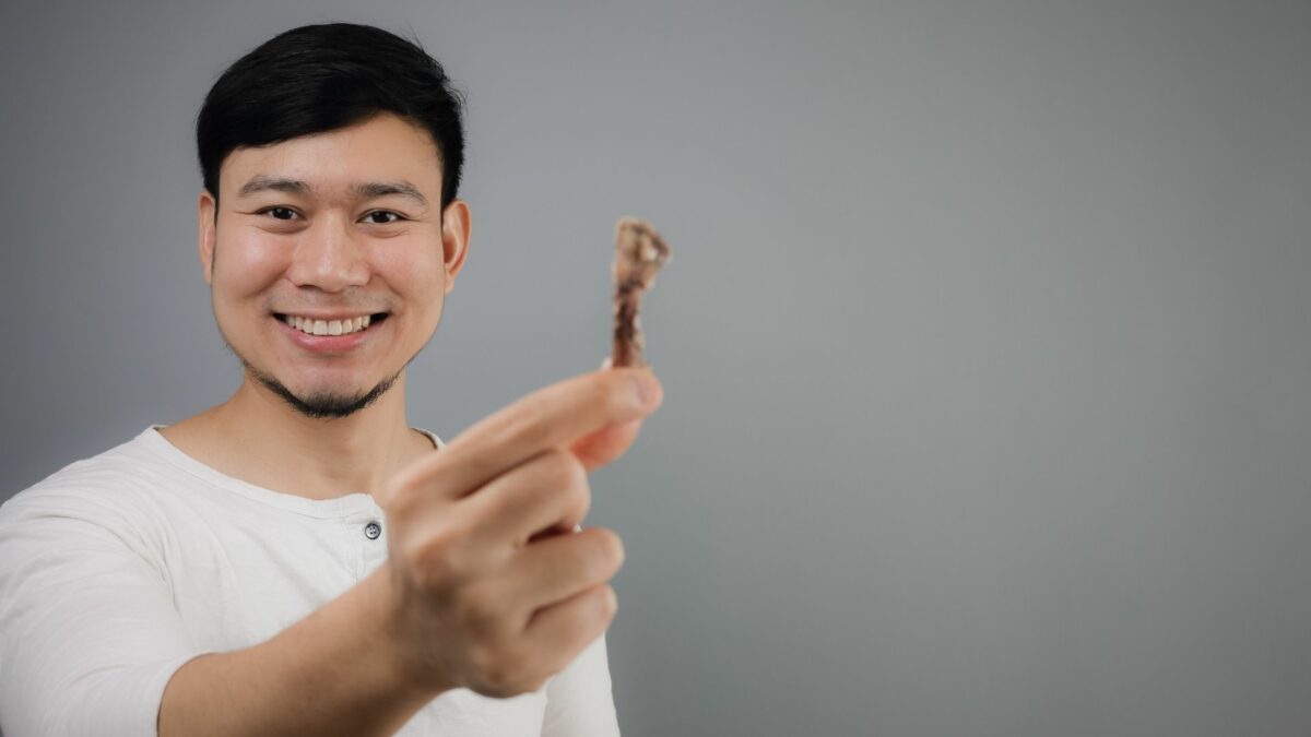 Choosing a Plate for Picking up Bones at Lunchtime
